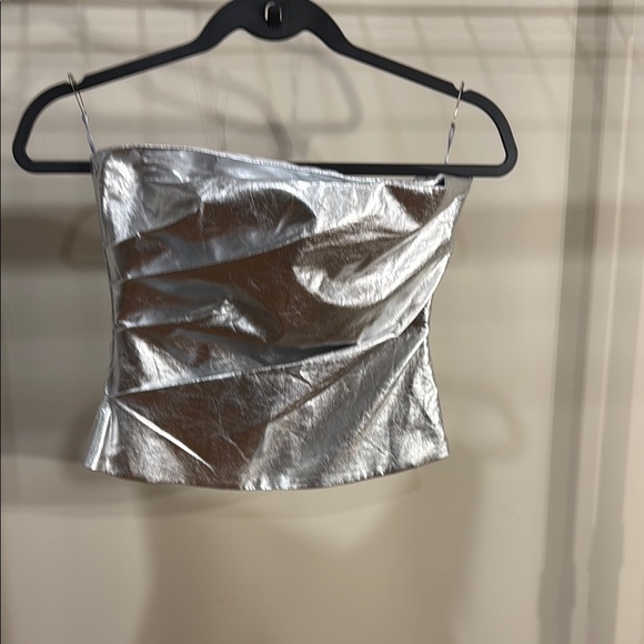 Zara | Tops | Zara Silver Metallic Tube Top | Poshmark
